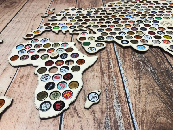 Wall World Map Beer Cap Holder